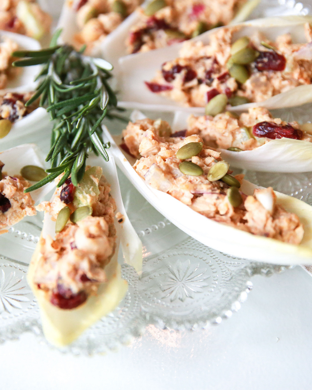 Chickpea + Cranberry Stuffed Endive Boats | Hue La La